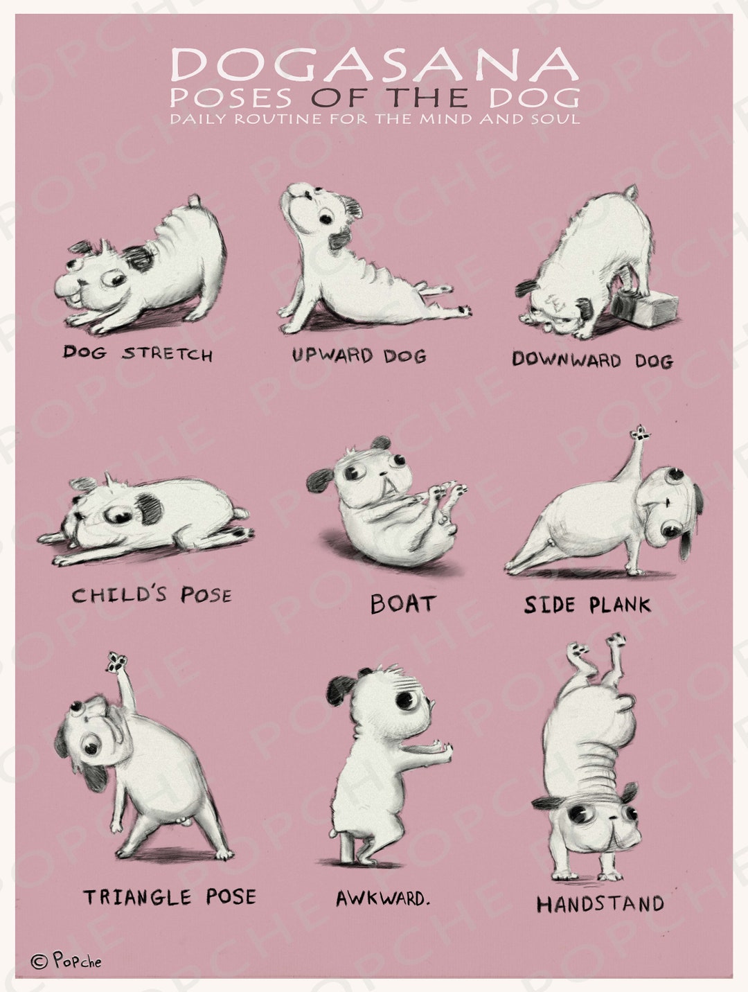 Yoga Dog Poses Poster Animal Yoga Wall Art Printable Digital - Etsy