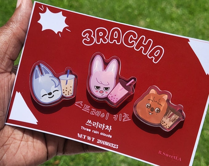 Stray Kids Skzoo 3racha Boba Tea Pin Set - Etsy