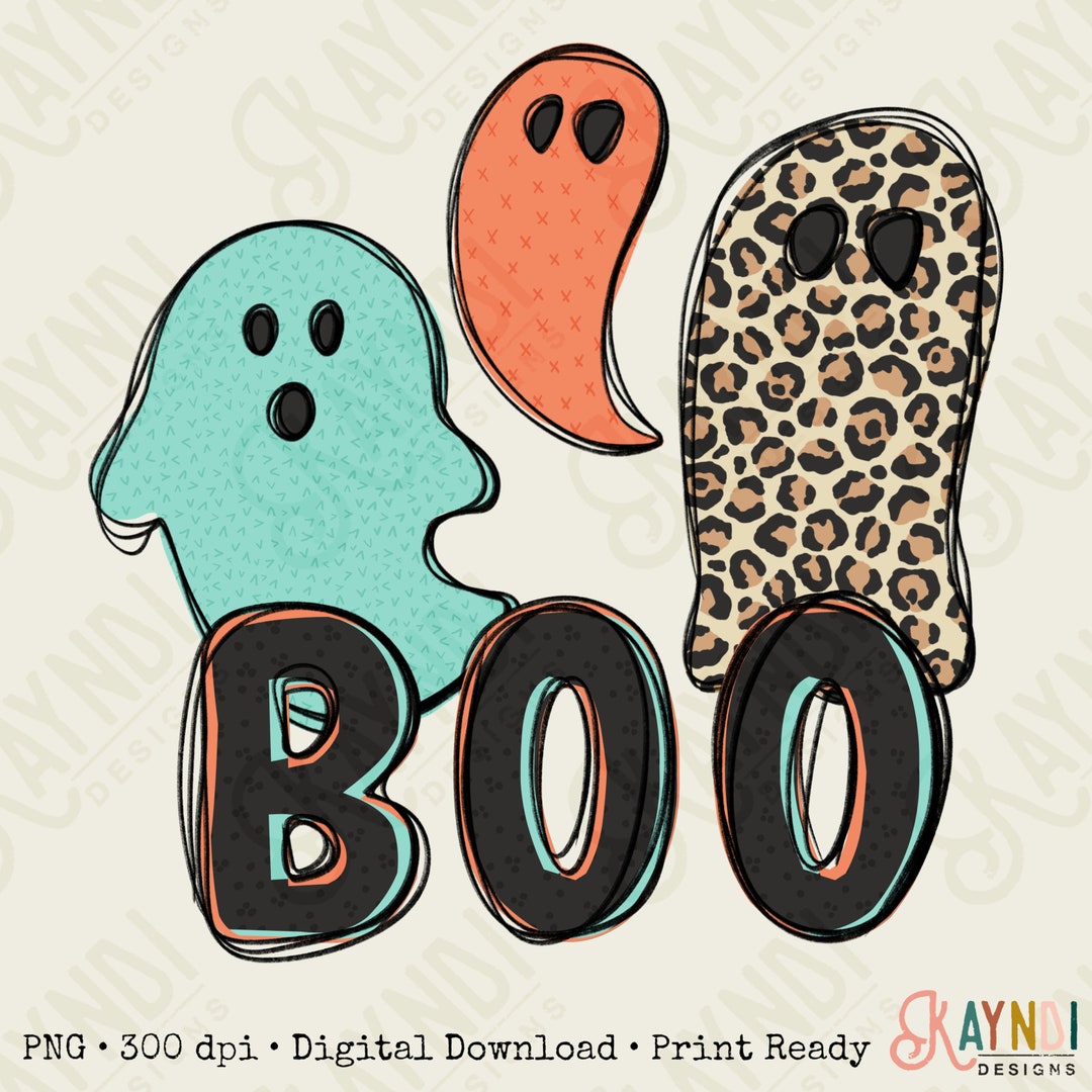 Boo Ghosts Sublimation Design PNG Digital Download Printable Leopard ...
