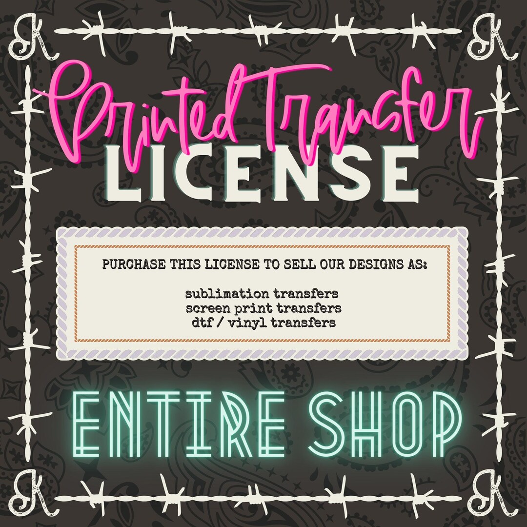 Printed Transfer License Entire Shop - Etsy