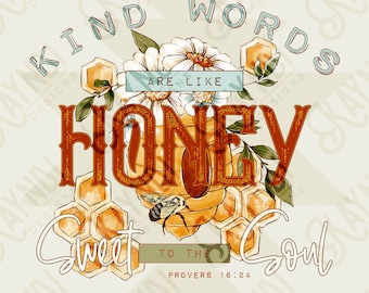 Vintage Bible Page Verse kind Words Are Like Honey, Sweet to the Soul ...