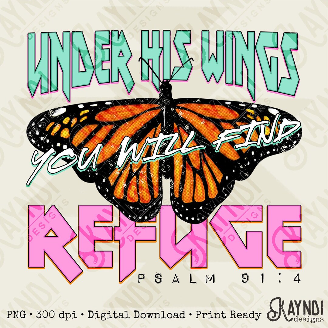 Under His Wings Dark Sublimation Design PNG Digital Download Printable ...