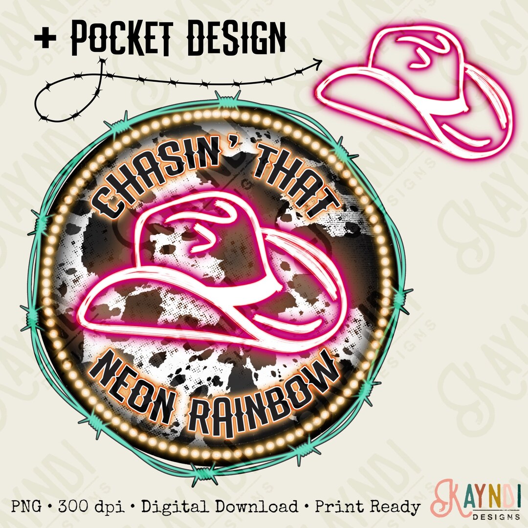 Chasin That Neon Rainbow Plus Pocket Design Pink Sublimation Design PNG Digital Download ...