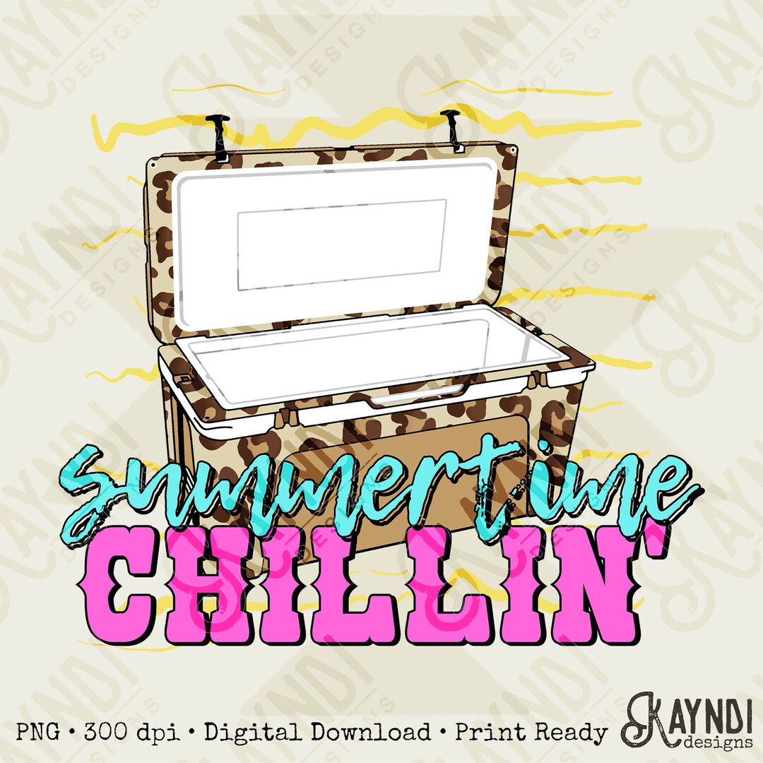 Summertime Chillin Leopard Ice Chest Cooler Sublimation Design PNG ...
