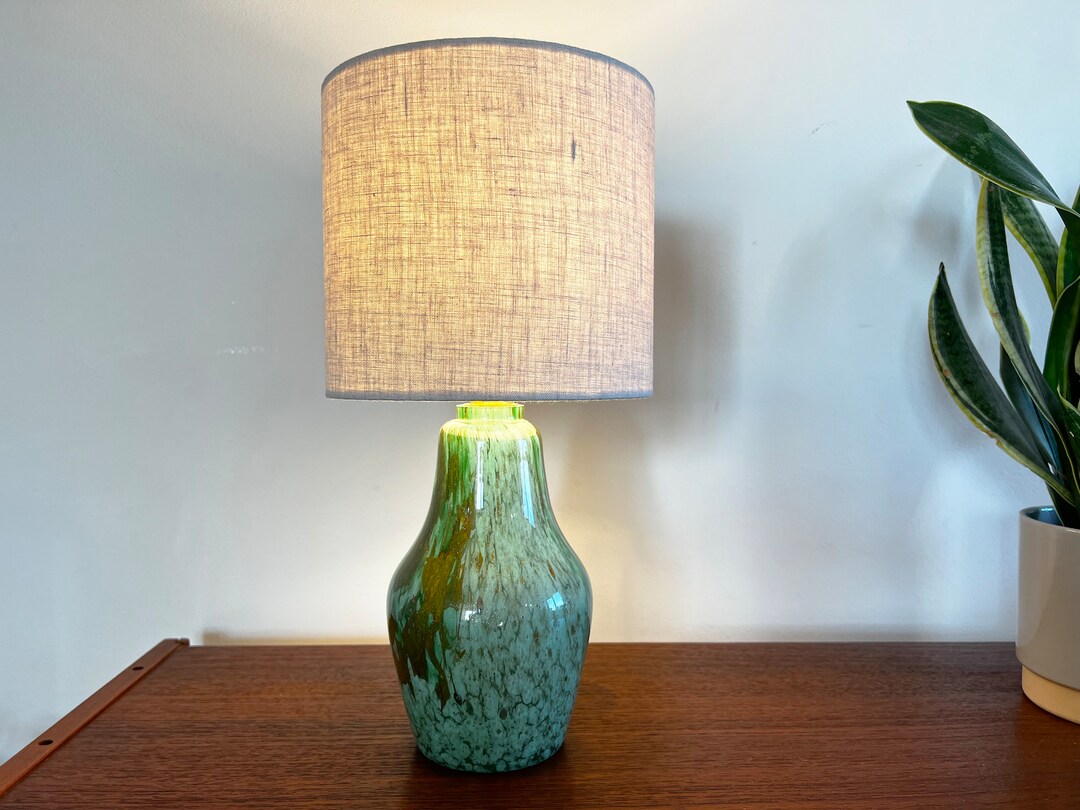 Antique 1920's/1930's Vasart Monart Mottled Adventurine Table Lamp ...