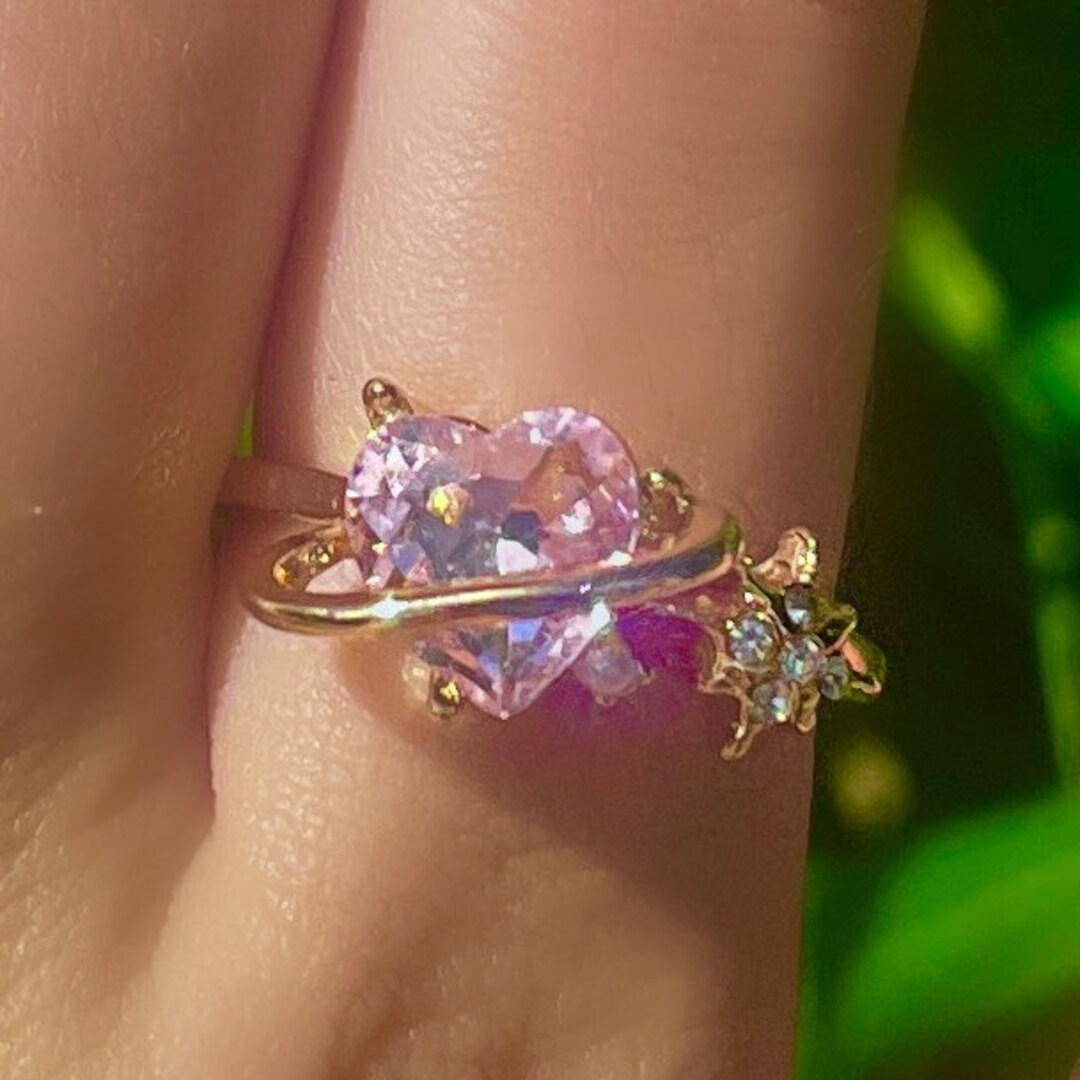 Valentine Pink Heart Ring, Stainless Steel, Adjustable - Etsy