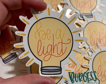Be the Light Sticker, Floral Lightbulb Vinyl Sticker, Inspirational ...