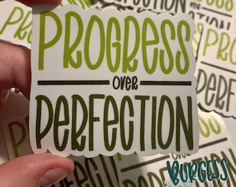 Progress Over Perfection Sticker | Vinyl Sticker | Waterproof | Groovy ...