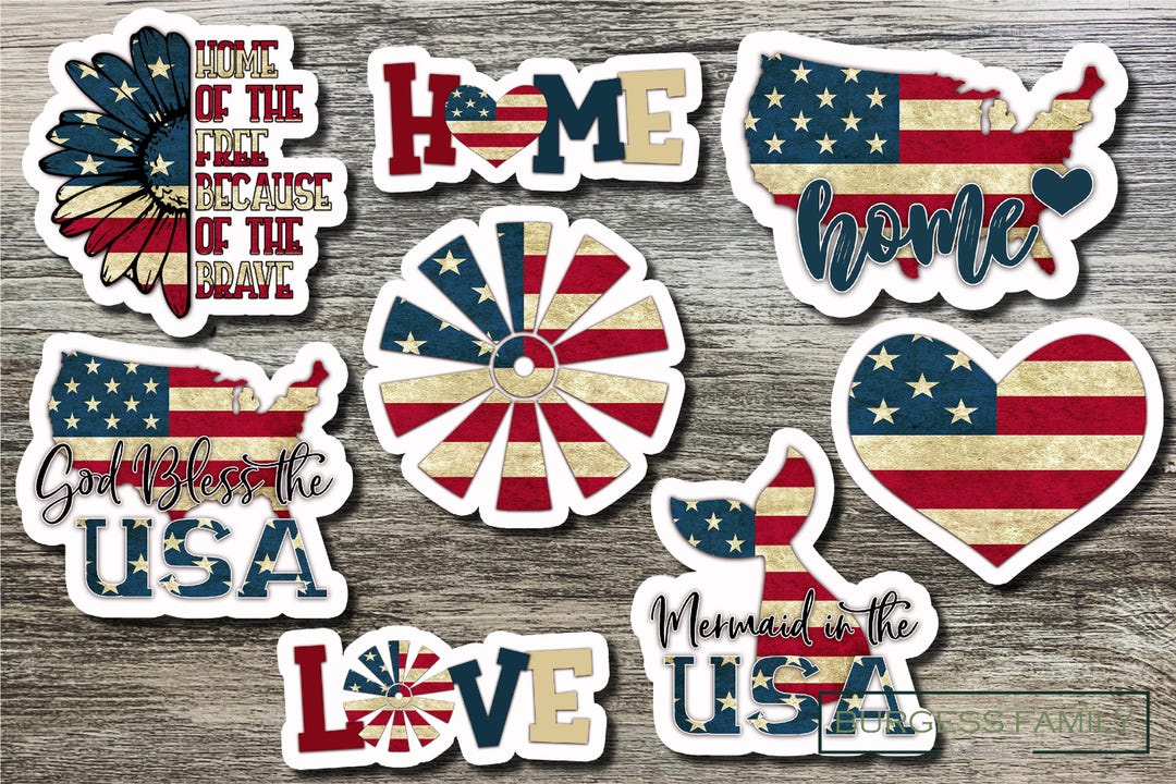 8 Patriotic USA Sticker, Bundle - Etsy