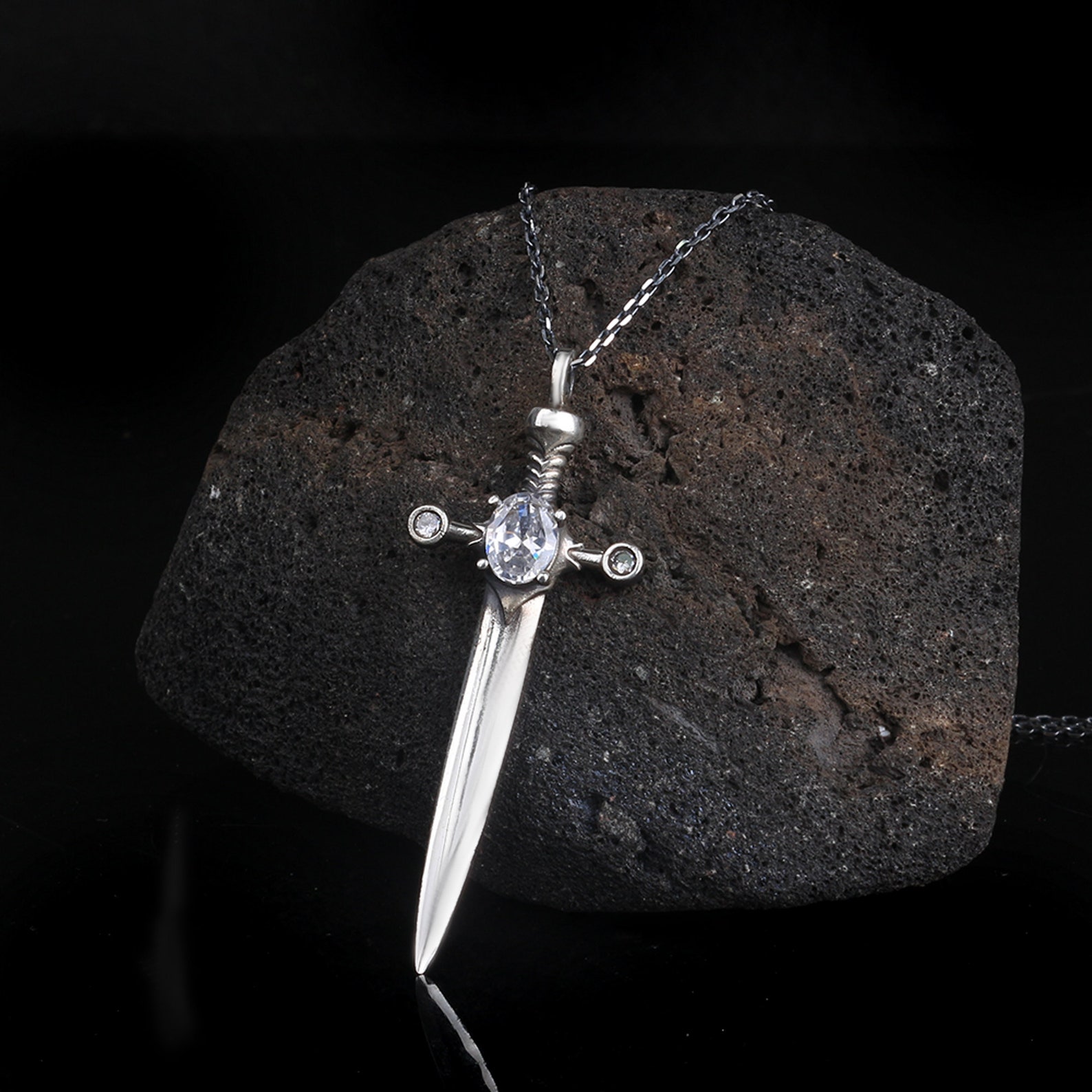 925 Sterling Silver Knight Sword Necklace | Sword Pendant Jewelry ...