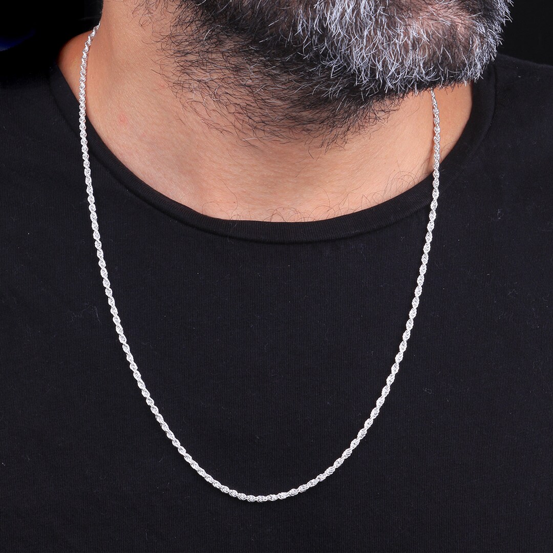 925 Sterling 2mm Rope Chain for Men Gifts, Rope Necklace for Men, 24 ...