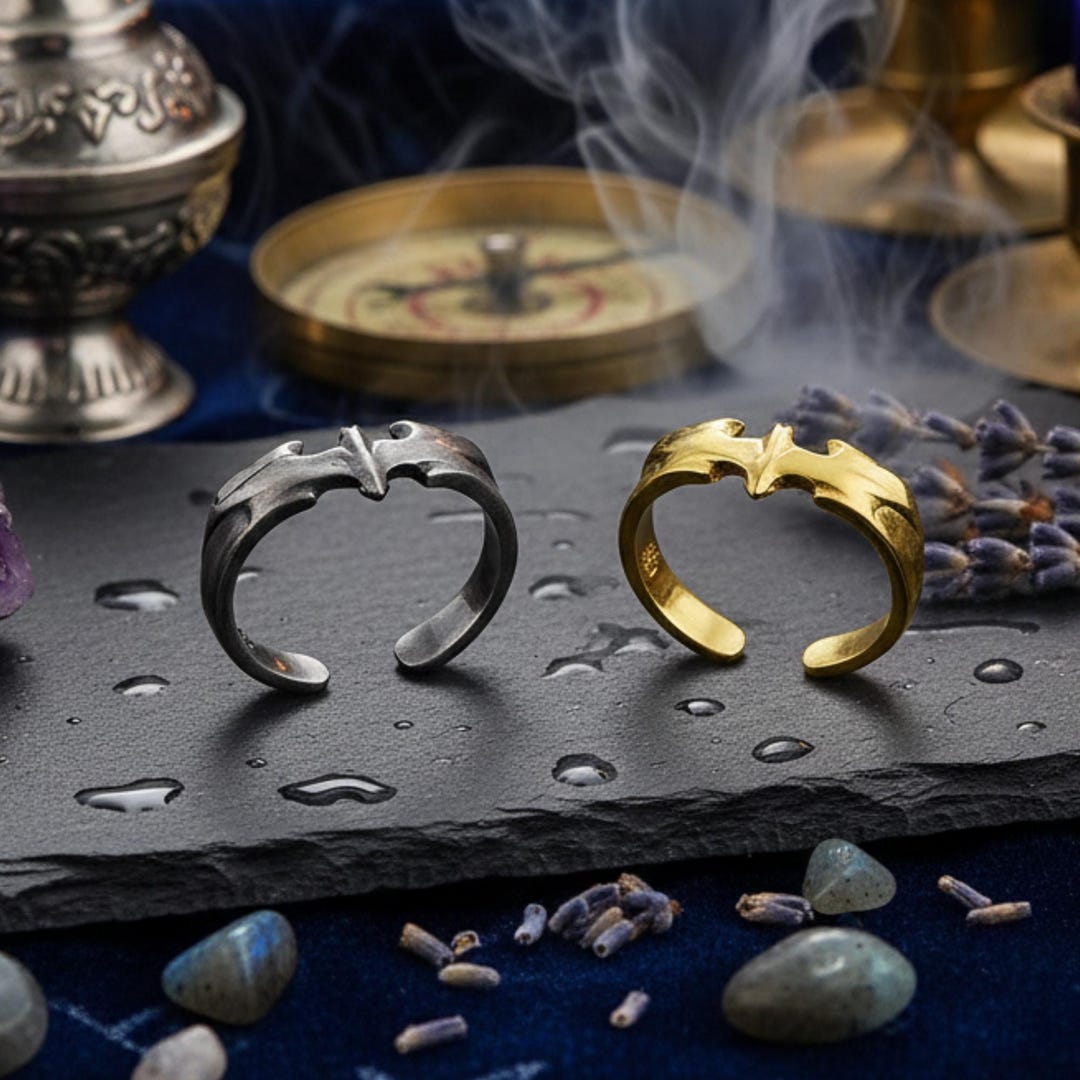 Sterling Silver Gothic Bat Ring, Dark Goth Witch Adjustable Ring ...