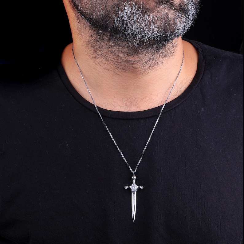 925 Sterling Silver Knight Sword Necklace | Sword Pendant Jewelry ...