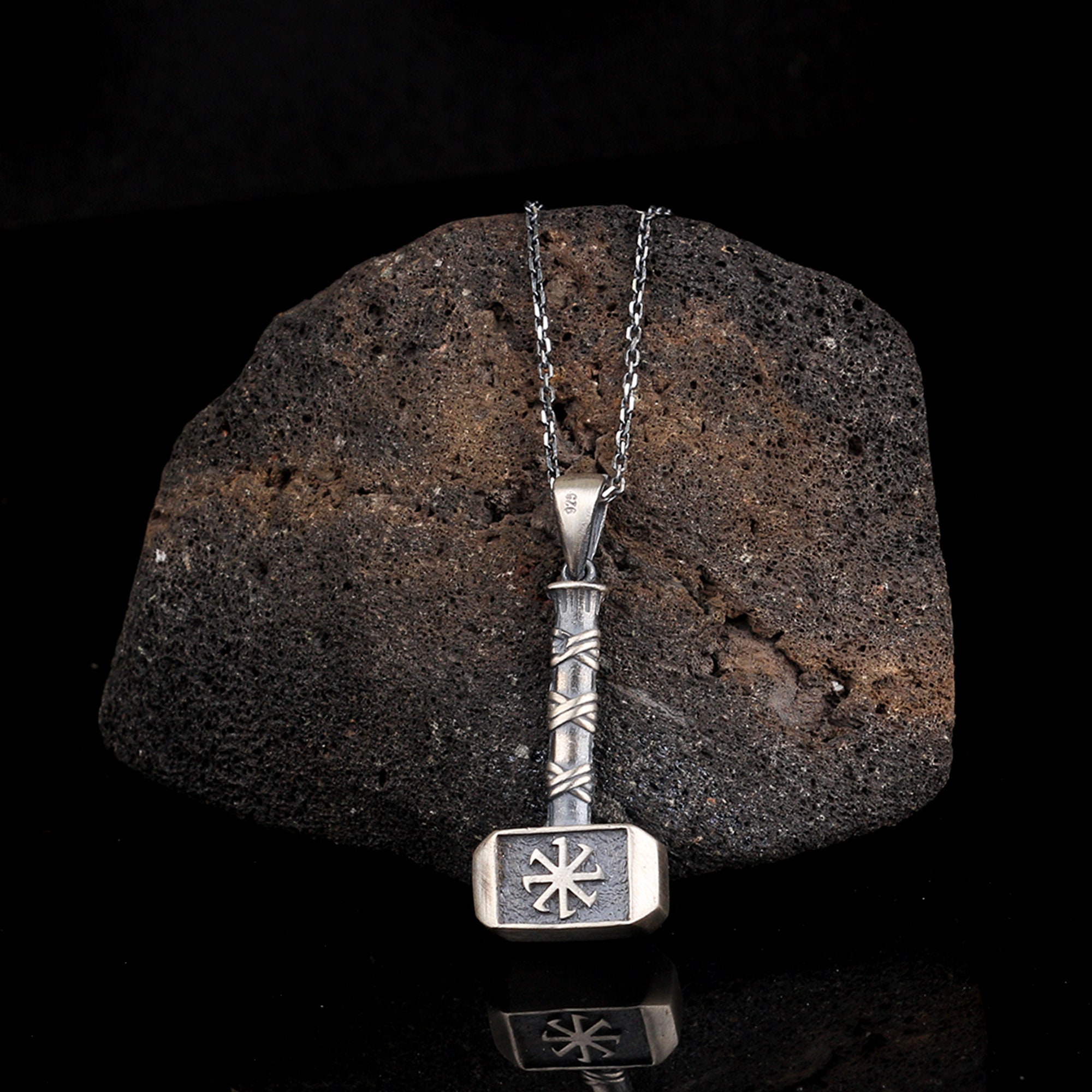 925 Sterling Silver Thor's Hammer Necklace, Viking Hammer 925 Sterling ...