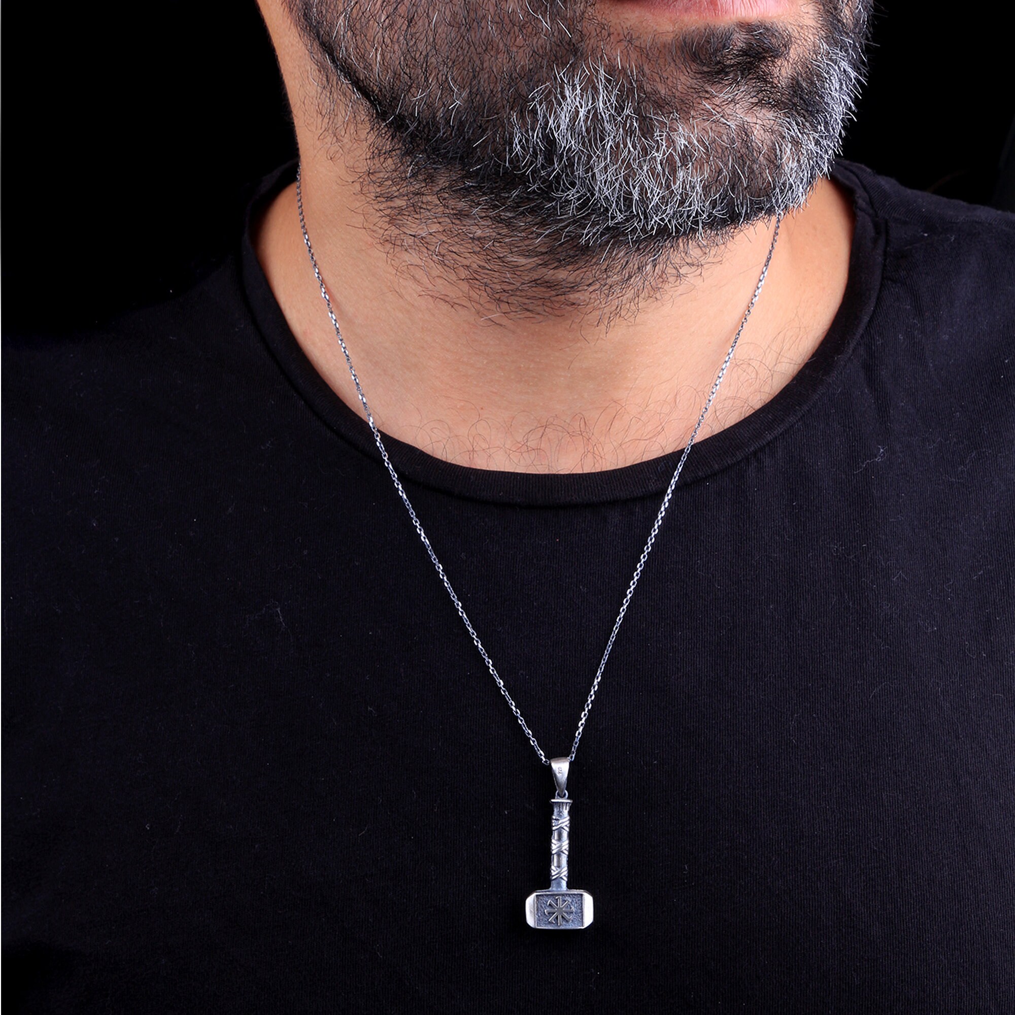 925 Sterling Silver Thor's Hammer Necklace, Viking Hammer 925 Sterling ...