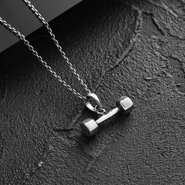 Dumbbell Pendant Necklace - Etsy