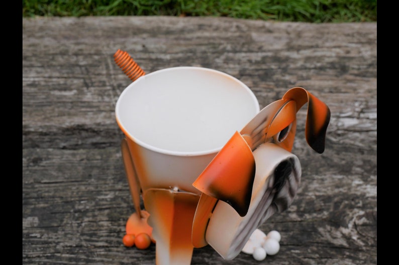 Metal Nodding Bull Dog Dog Home Garden Flower Planter Plant Pot Holder ...