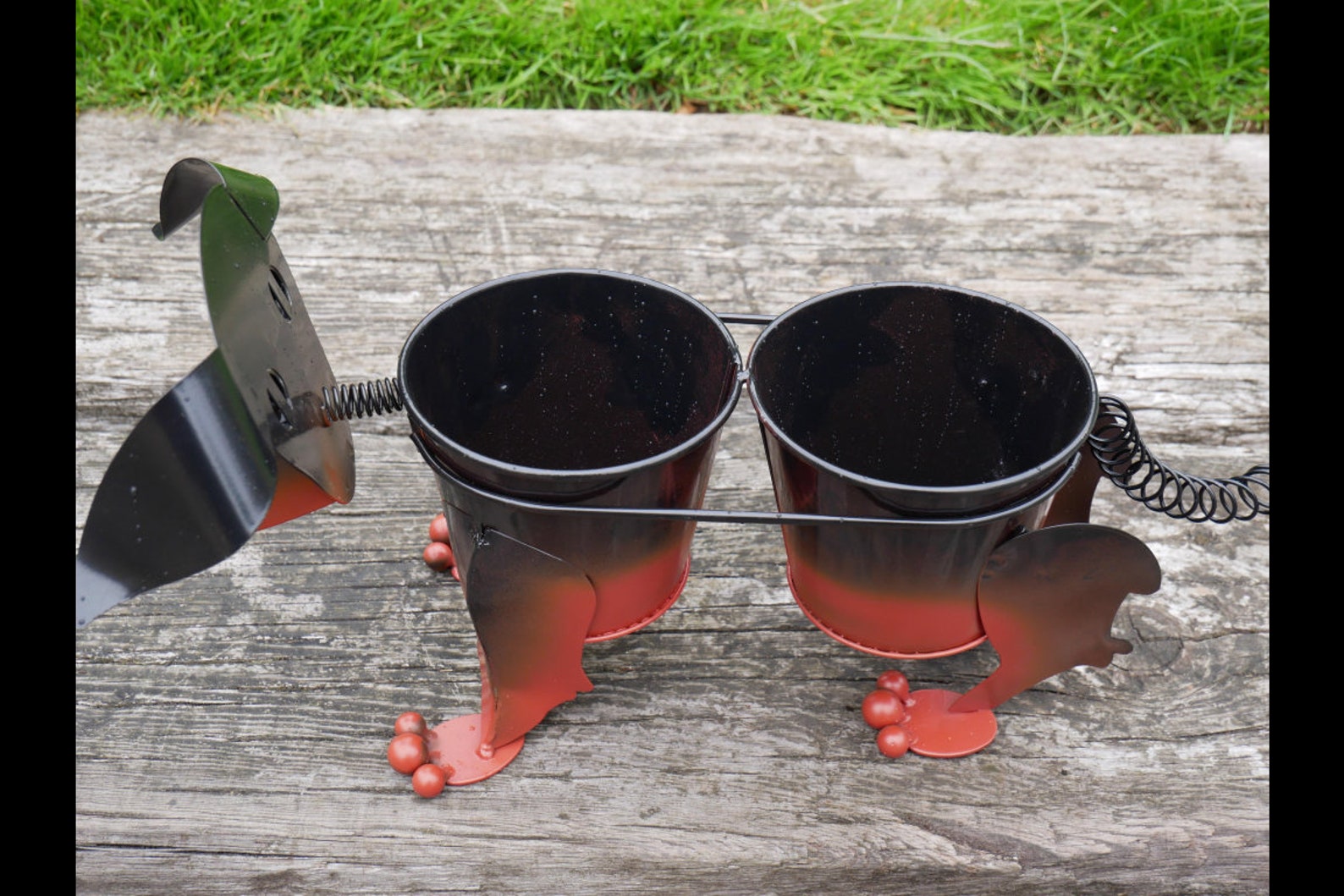 Metal Nodding Sausage Dog Daschund Home Garden Flower Planter Plant Pot ...