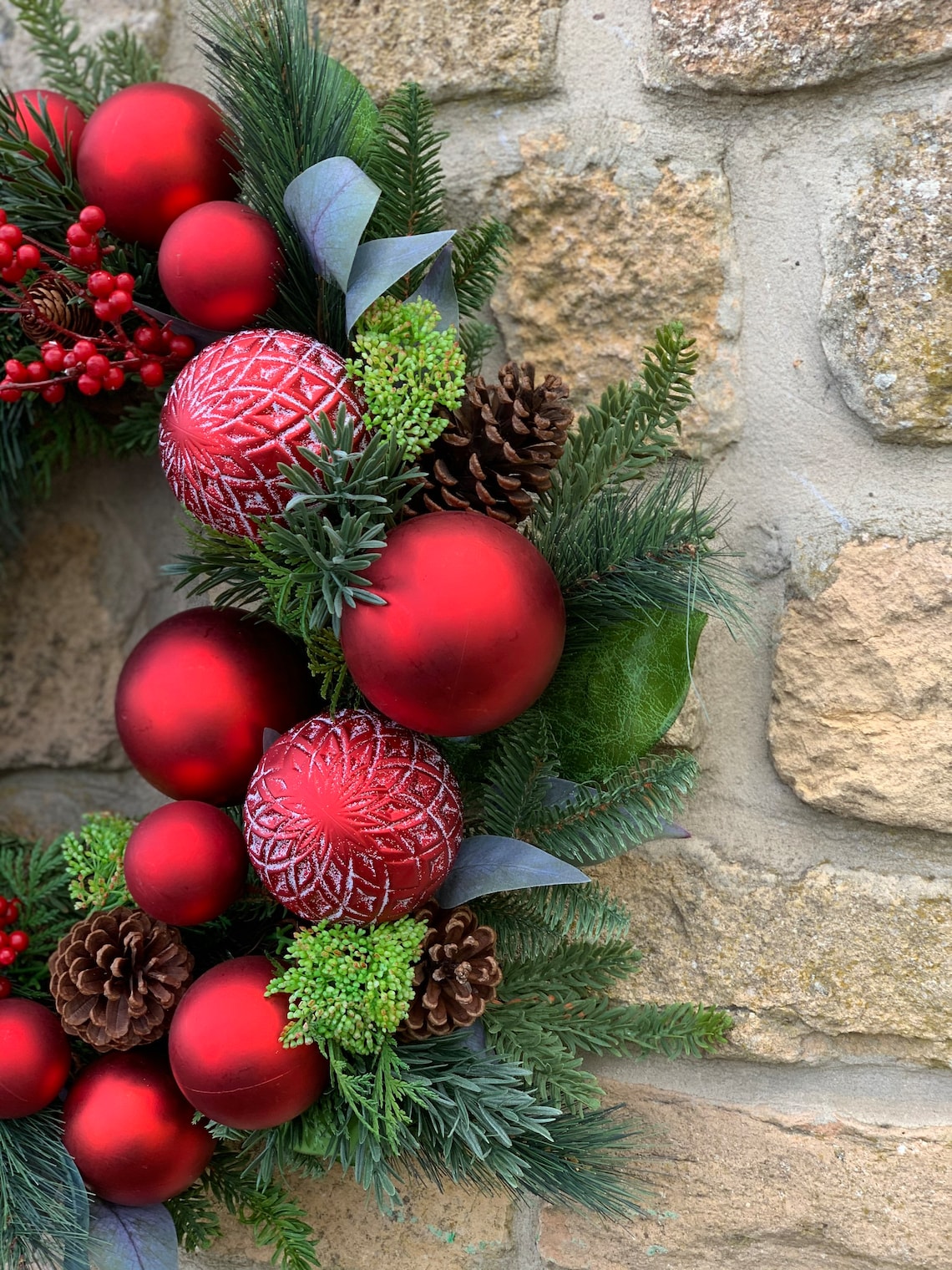 Extra Large Christmas Red Artificial Wreath - Etsy