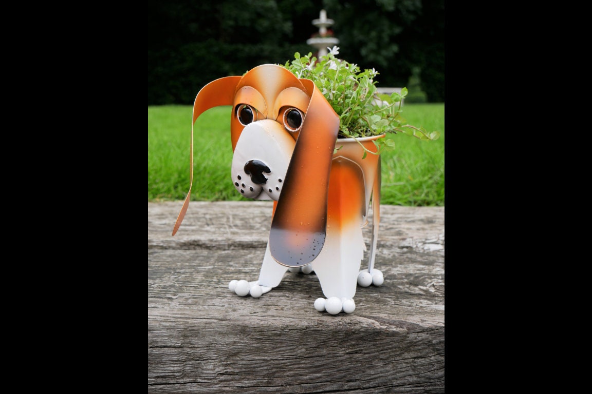 Metal Nodding Beagle Dog Home Garden Flower Planter Plant Pot - Etsy