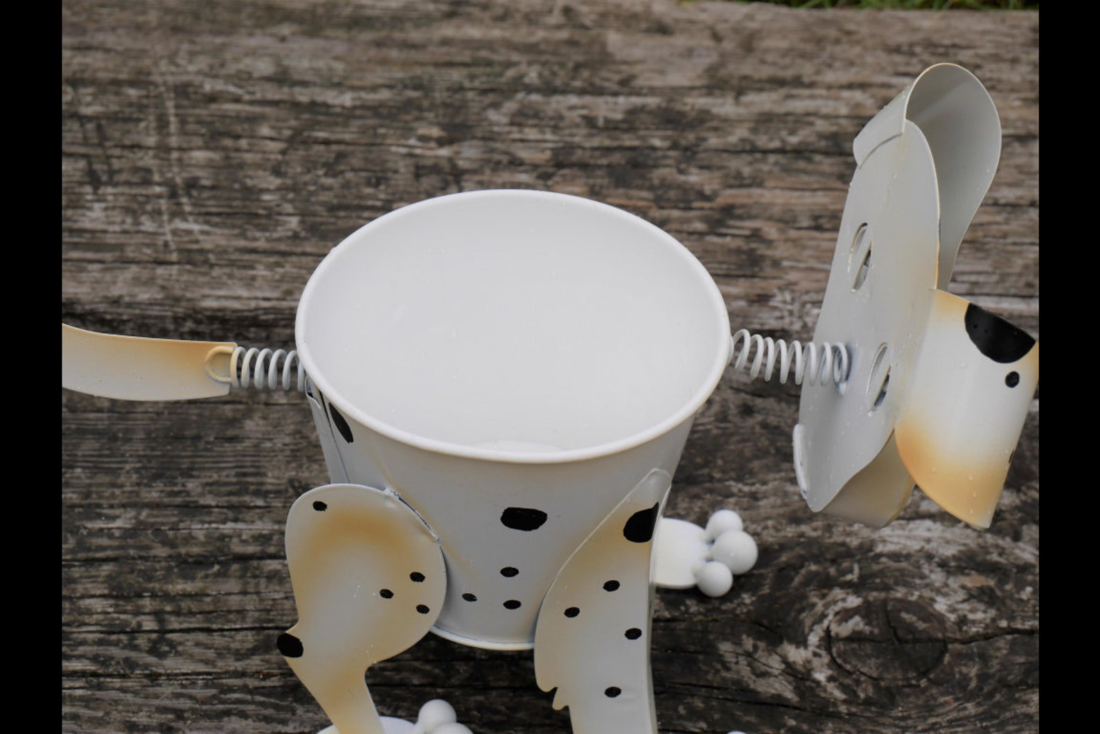 Metal Nodding Dalmation Dog Home Garden Flower Planter Plant Pot Holder ...