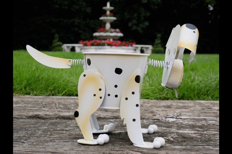 Metal Nodding Dalmation Dog Home Garden Flower Planter Plant Pot Holder ...