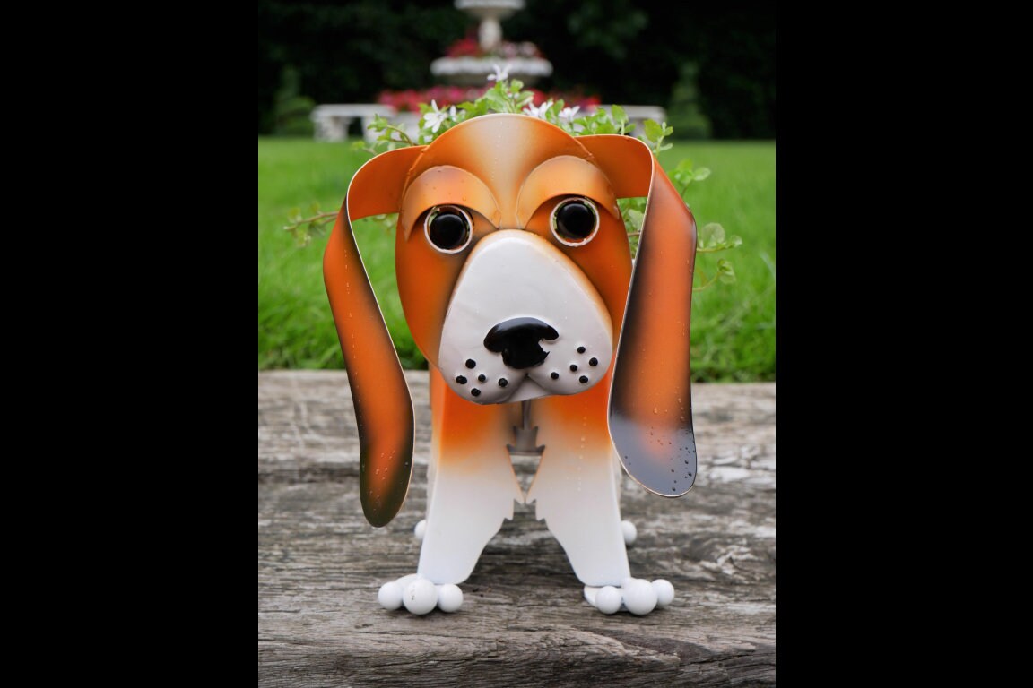 Metal Nodding Beagle Dog Home Garden Flower Planter Plant Pot - Etsy