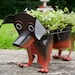 Metal Nodding Sausage Dog Daschund Home Garden Flower Planter Plant Pot ...