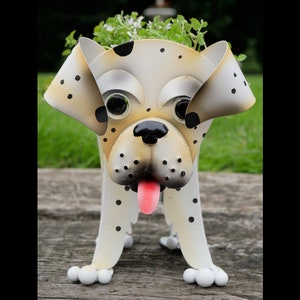 Metal Nodding Dalmation Dog Home Garden Flower Planter Plant Pot Holder ...