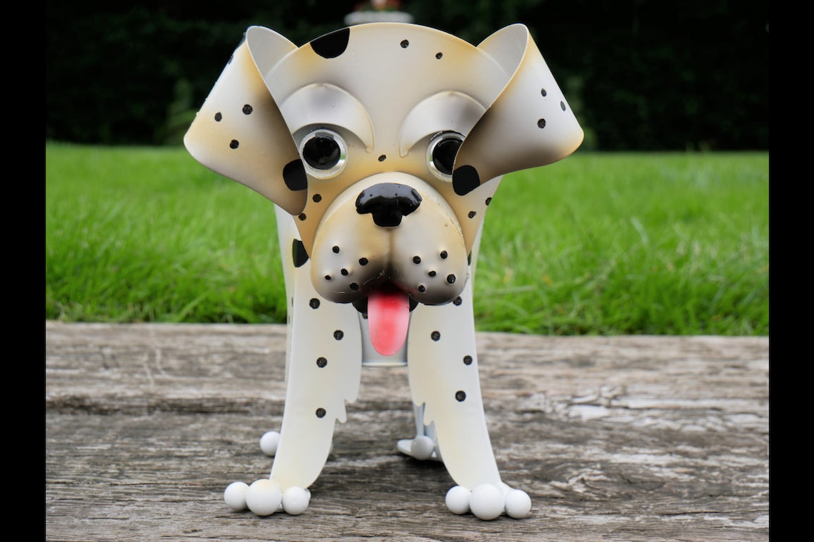 Metal Nodding Dalmation Dog Home Garden Flower Planter Plant Pot Holder ...