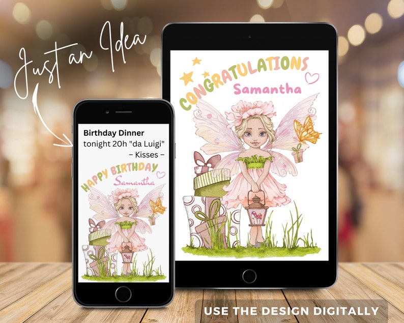 Printable Girls Birthday Card Fairy Light Pink Cute - Etsy