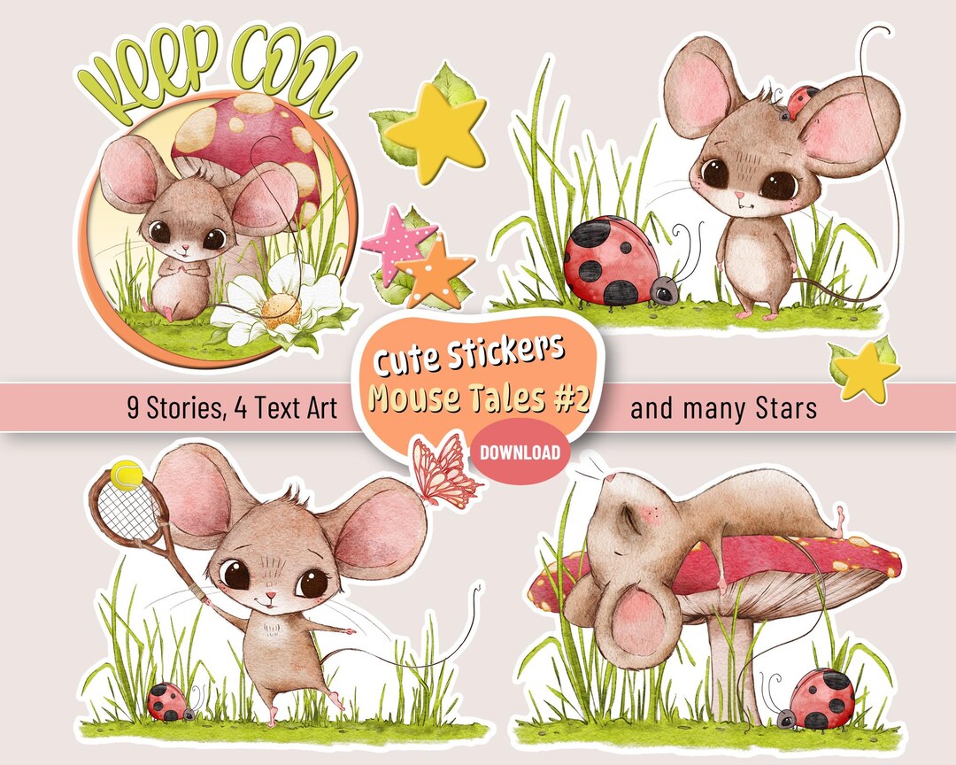 Cute Mouse Stickers #2 – Digital Download | Funny Animal Sticker Pack ...