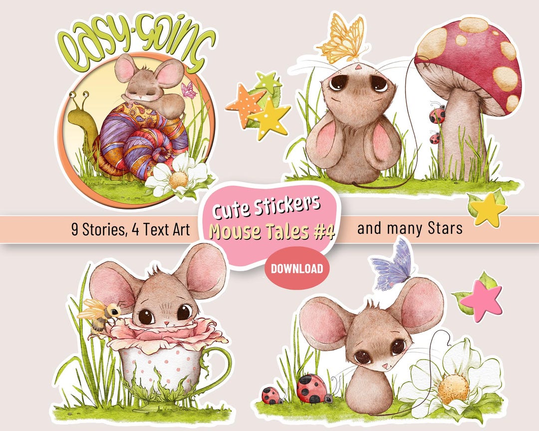 Cute Mouse Stickers #4 – Digital Download | Funny Animal Sticker Pack ...