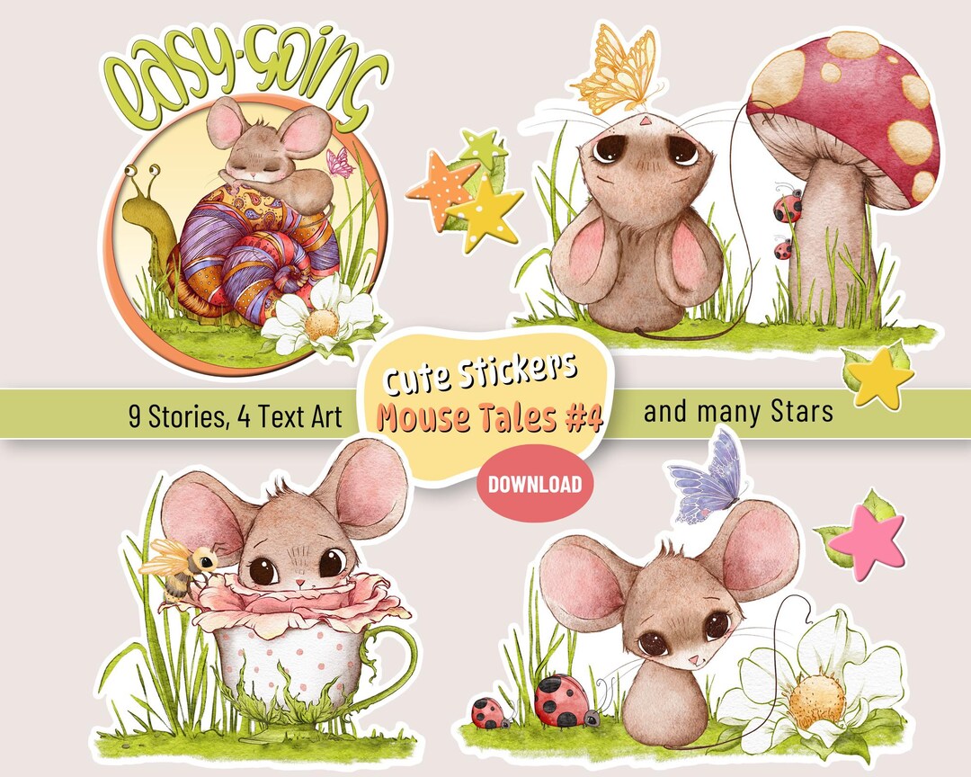 Cute Mouse Stickers #4 – Digital Download | Funny Animal Sticker Pack ...
