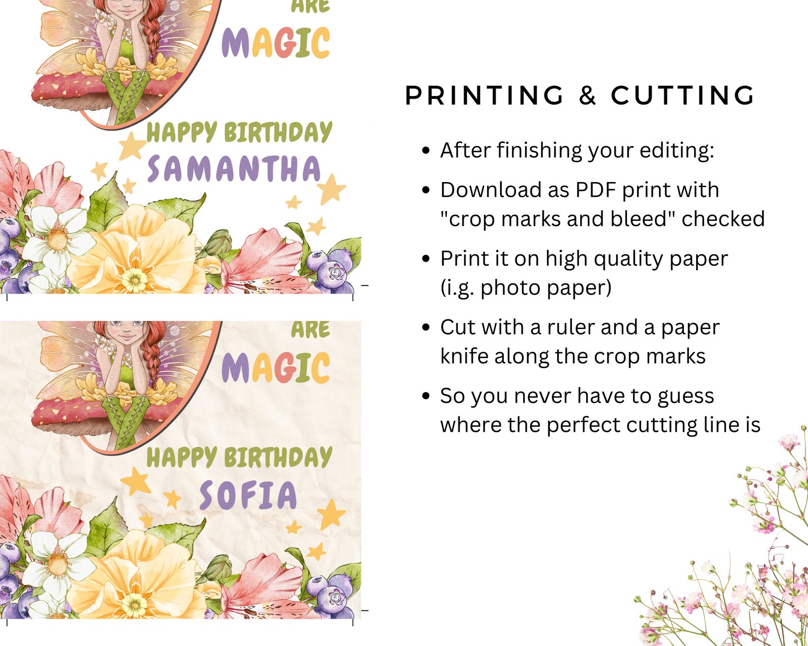 Printable Kids Birthday Card Fairy Greeting Card, Magic Fairy Girls ...