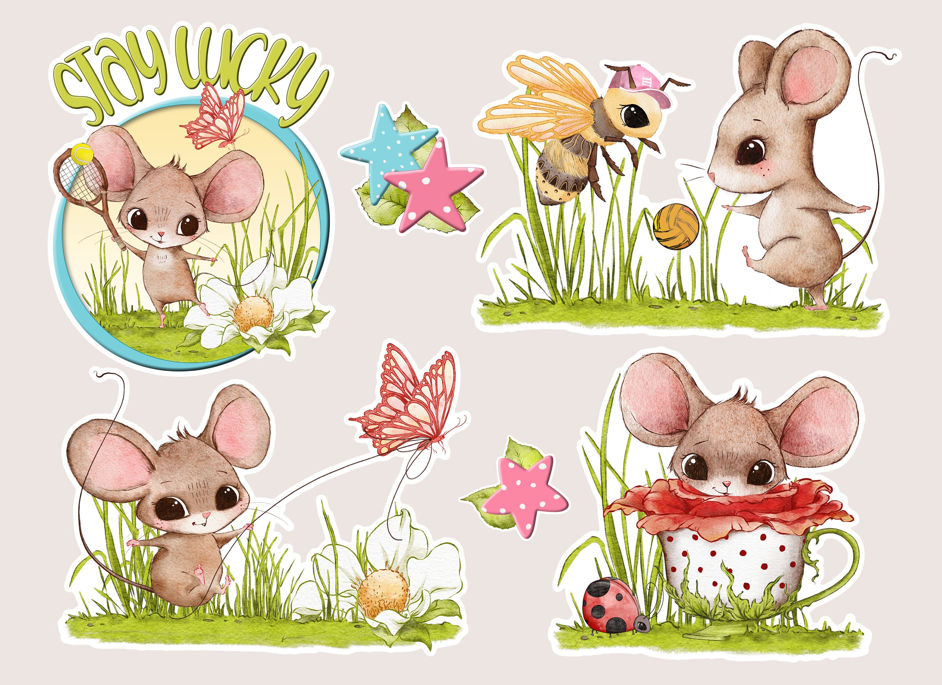 Mouse Stickers No.1 Fussy Cut to Download, Kids Journal Stickers ...