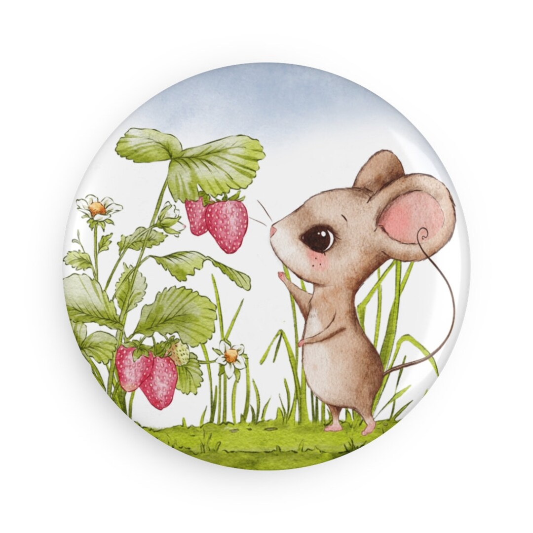 Mouse & Berries – Fridge Magnet #9 | Cute Mouse Magnet | Fun Mouse ...