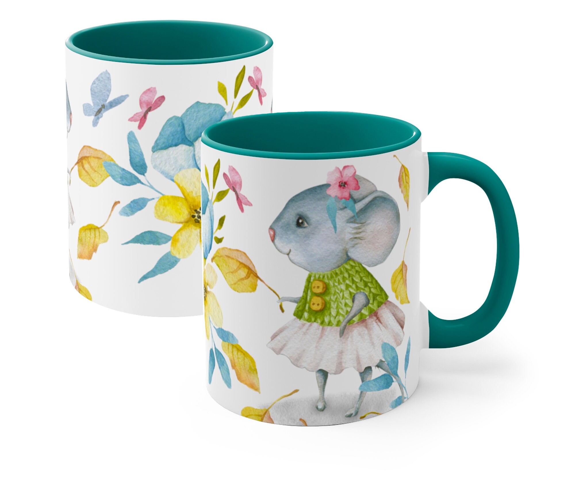 Mouse Girl & Leaf – Designer Mug | 3 Color Variations | Mug for Kids ...
