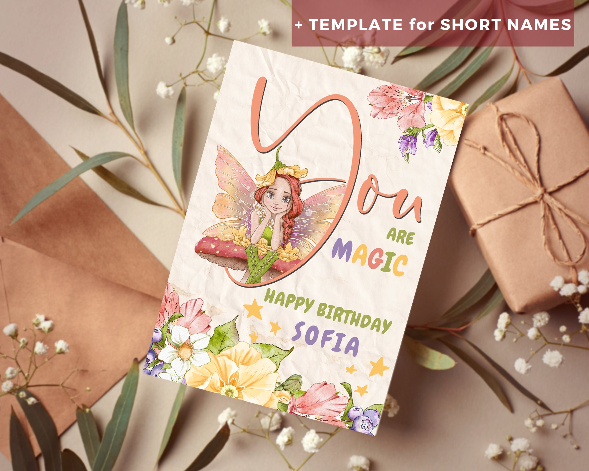 Printable Kids Birthday Card Fairy Greeting Card, Magic Fairy Girls ...