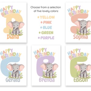 Personalized Printable Birthday Card for Kids – With Baby Elephant and ...
