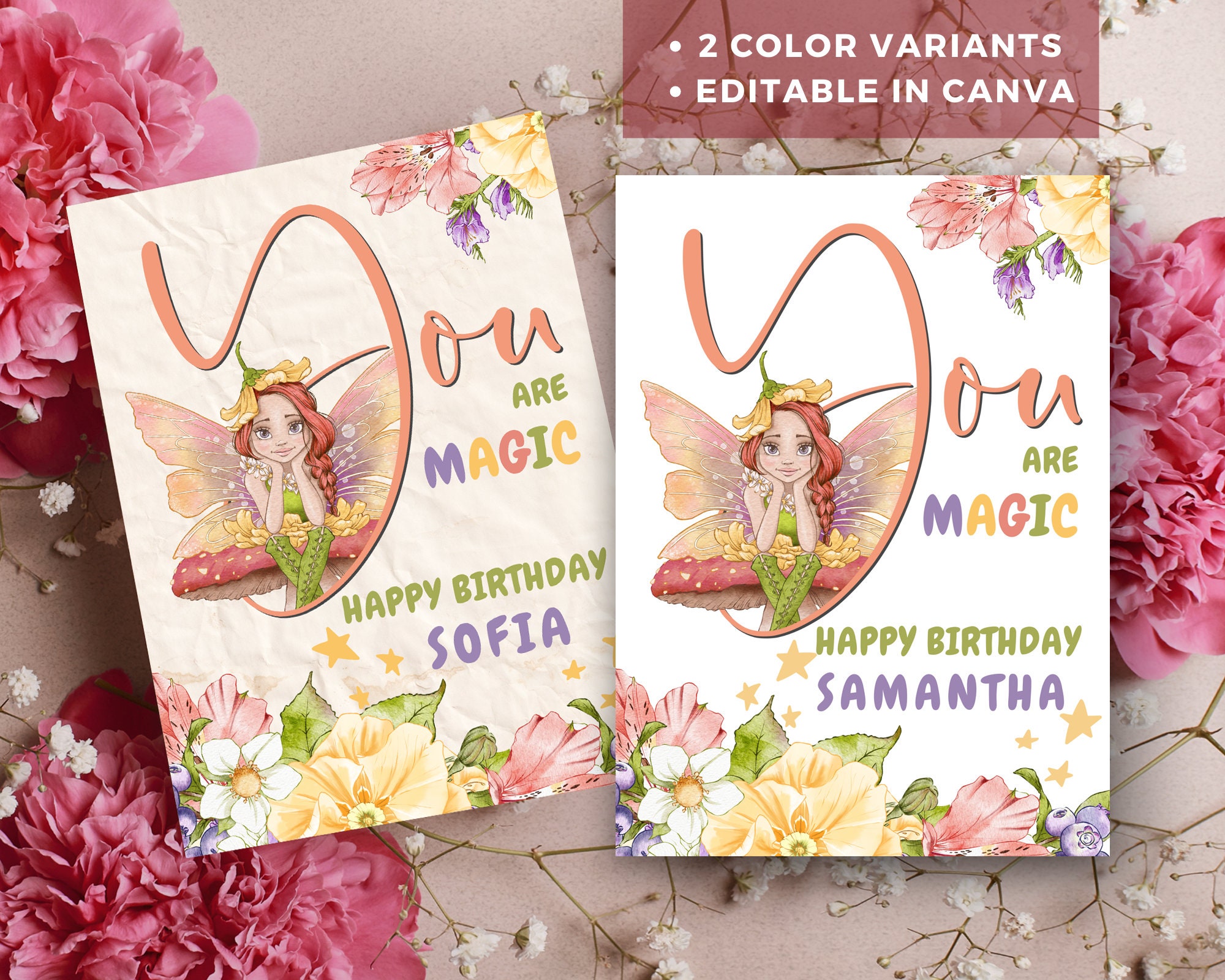Printable Kids Birthday Card Fairy Greeting Card, Magic Fairy Girls ...