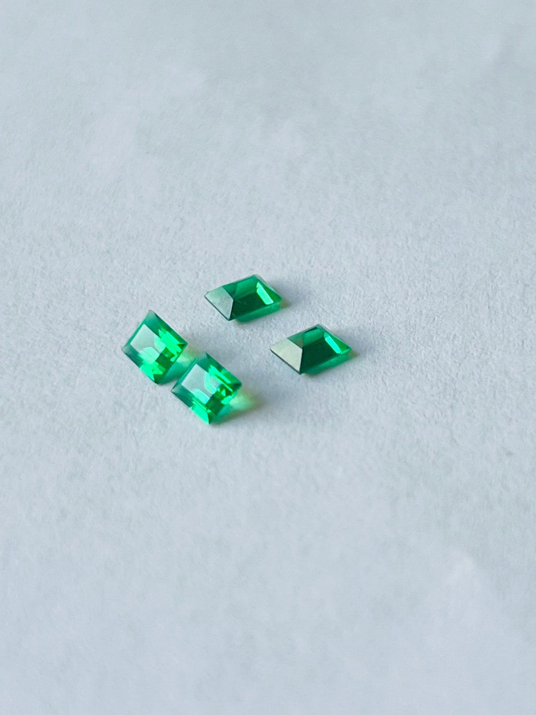 Set of 4 Synthetic Emeralds in Rectangular Format - Etsy