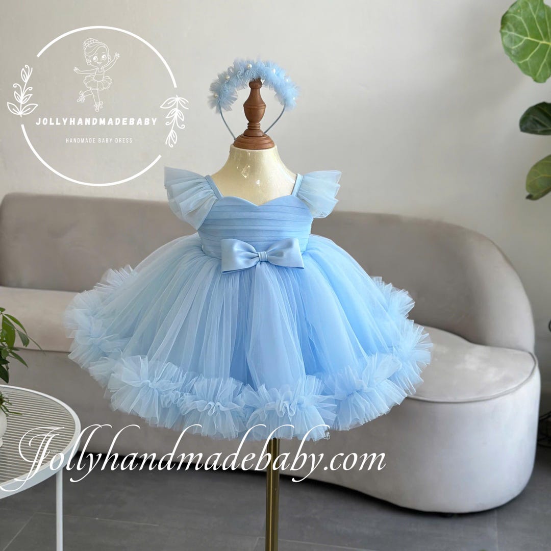 Fluffy Tulle Baby Dress: Handmade Satin & Pearl Party Frock - Etsy
