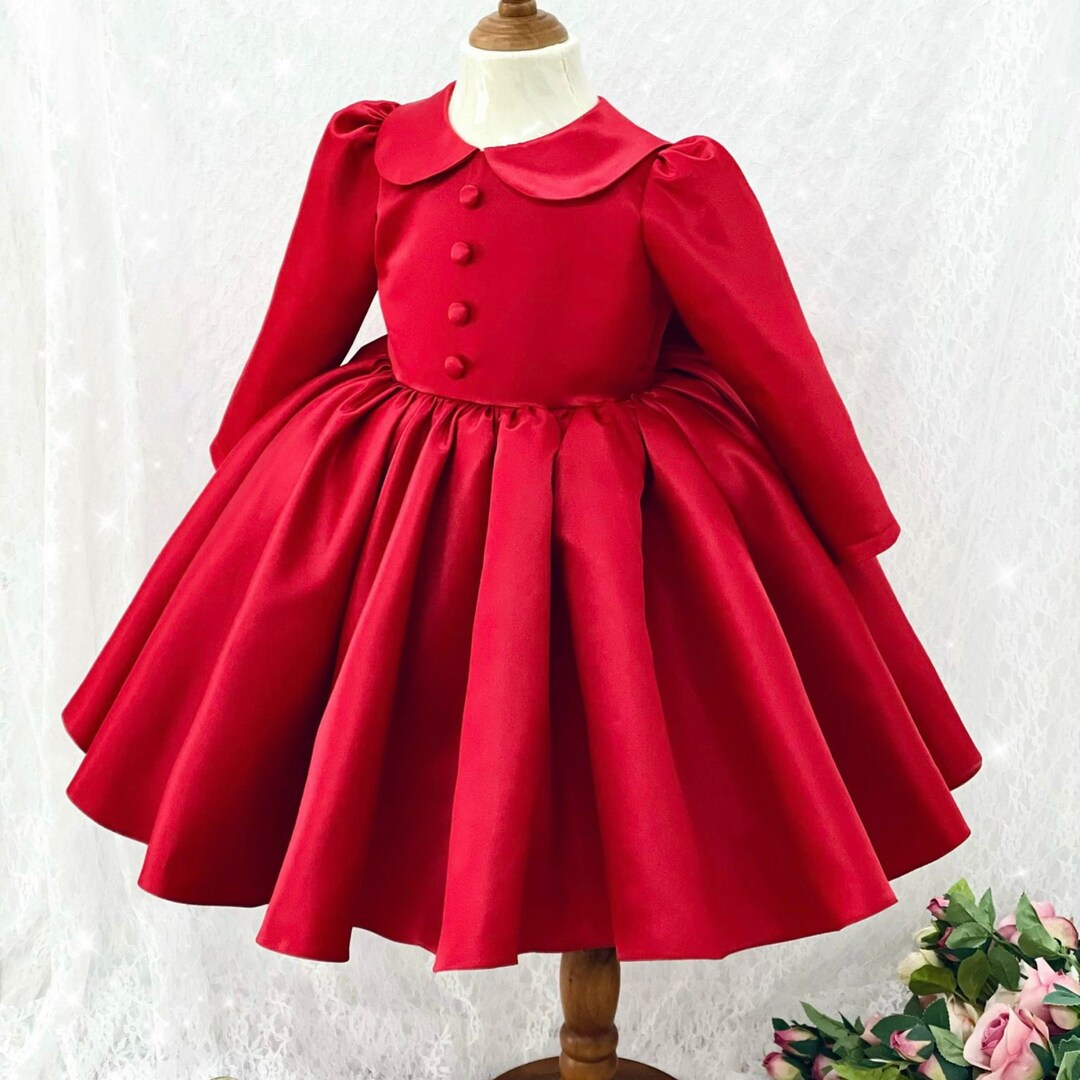 RED SATIN DRESS Fluffy Red Rose Tulle Dress Red Christmas - Etsy