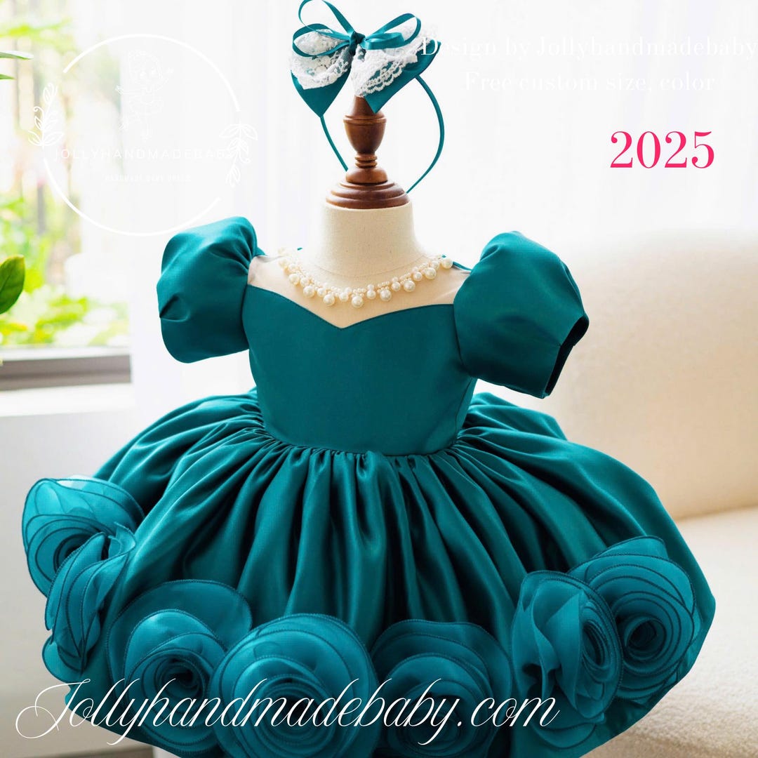 Navy Blue Baby Dress - Baby Blue Prom Dress - Navy Satin Girl Dress ...