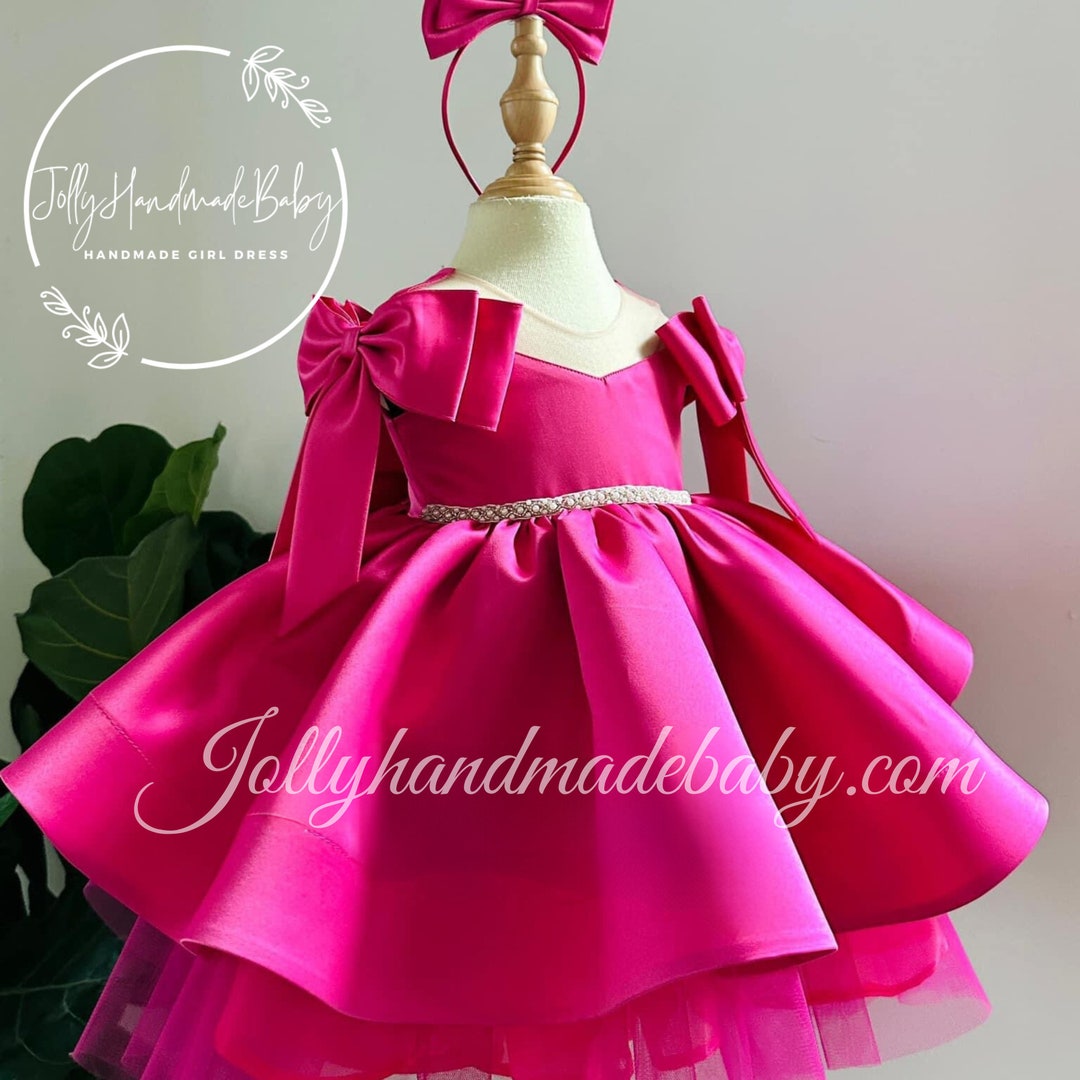 Princess Bellezza” Satin Bow Dress – by Jollyhandmadebaby - Custom Size ...