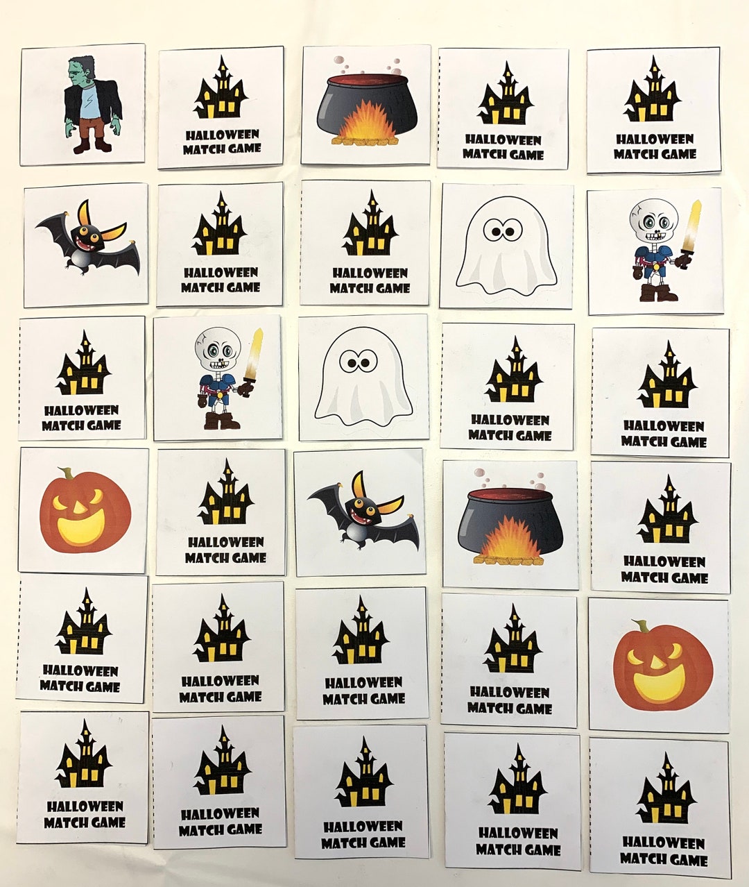HALLOWEEN MATCH GAME- an Instant Download Paper Craft-prints on Six 8 1 ...