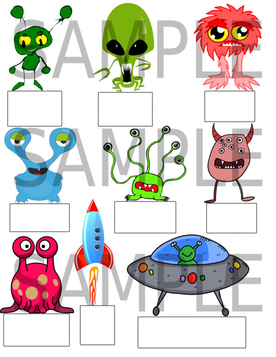 Aliens (for Kids) Paper Craft-instant DOWNLOAD-8 1/2 X 11-craft for ...
