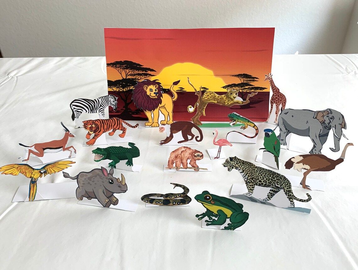 Jungle Animals Paper Craft-instant DOWNLOAD-8 1/2 X 11-craft for Kids ...