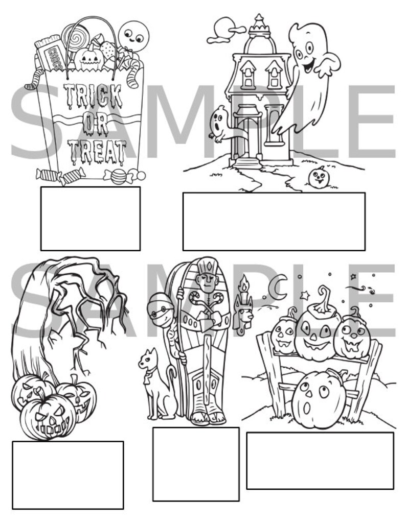 HALLOWEEN Coloring Paper Craft-instant DOWNLOAD-8 1/2 X 11- 16 ...